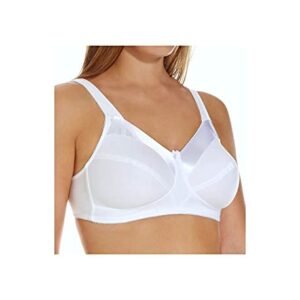 Fruit of the Loom Women's Seamed Soft Cup Wirefree Cotton Bra with Satin Trim, White, 36C