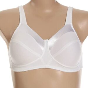 Fruit of the Loom Women's Seamed Soft Cup Wirefree Cotton Bra with Satin Trim, White, 36C