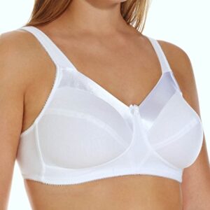 Fruit of the Loom Women's Seamed Soft Cup Wirefree Cotton Bra with Satin Trim, White, 36C