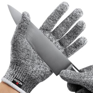 nocry premium cut resistant gloves food grade — level 5 protection; ambidextrous; machine washable; superior comfort and dexterity; lightweight protective gloves; complimentary ebook