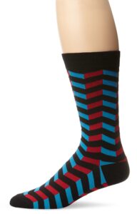 k. bell men's 3d zig zag crew sock, black, shoe size: 6-12