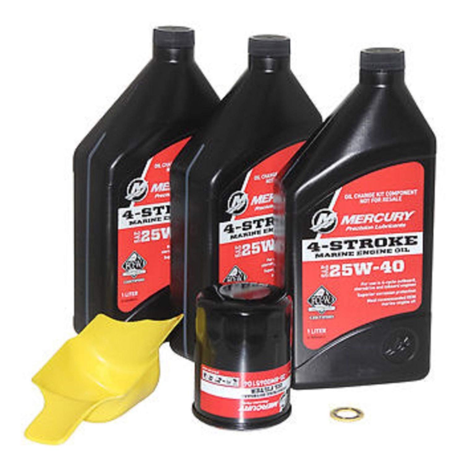 Mercury 25w-40 OEM Oil Change & Filter Kit 40-50-60hp Four Stroke Outboard 8M0081916