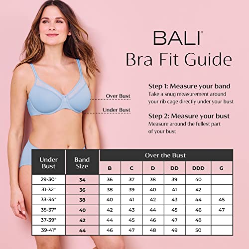 Bali womens Bali Women's One Smooth U Ultra Light Convertible Df3439 Bras, Nude, 36DD US