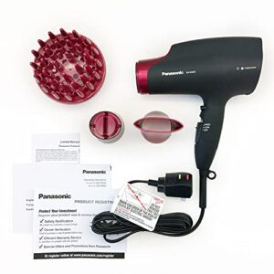 Panasonic Nanoe Hair Dryer, 1875 Watt Professional Blow Dryer for Smooth, Shiny Hair with 3 Attachments Quick Dry Nozzle, Diffuser and Concentrator Nozzle – EH-NA65-K (Black/Pink), Black