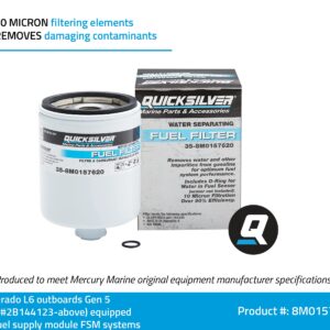 Quicksilver 8M0157620 Water Separating Fuel Filter for Select L6 Verado Outboards