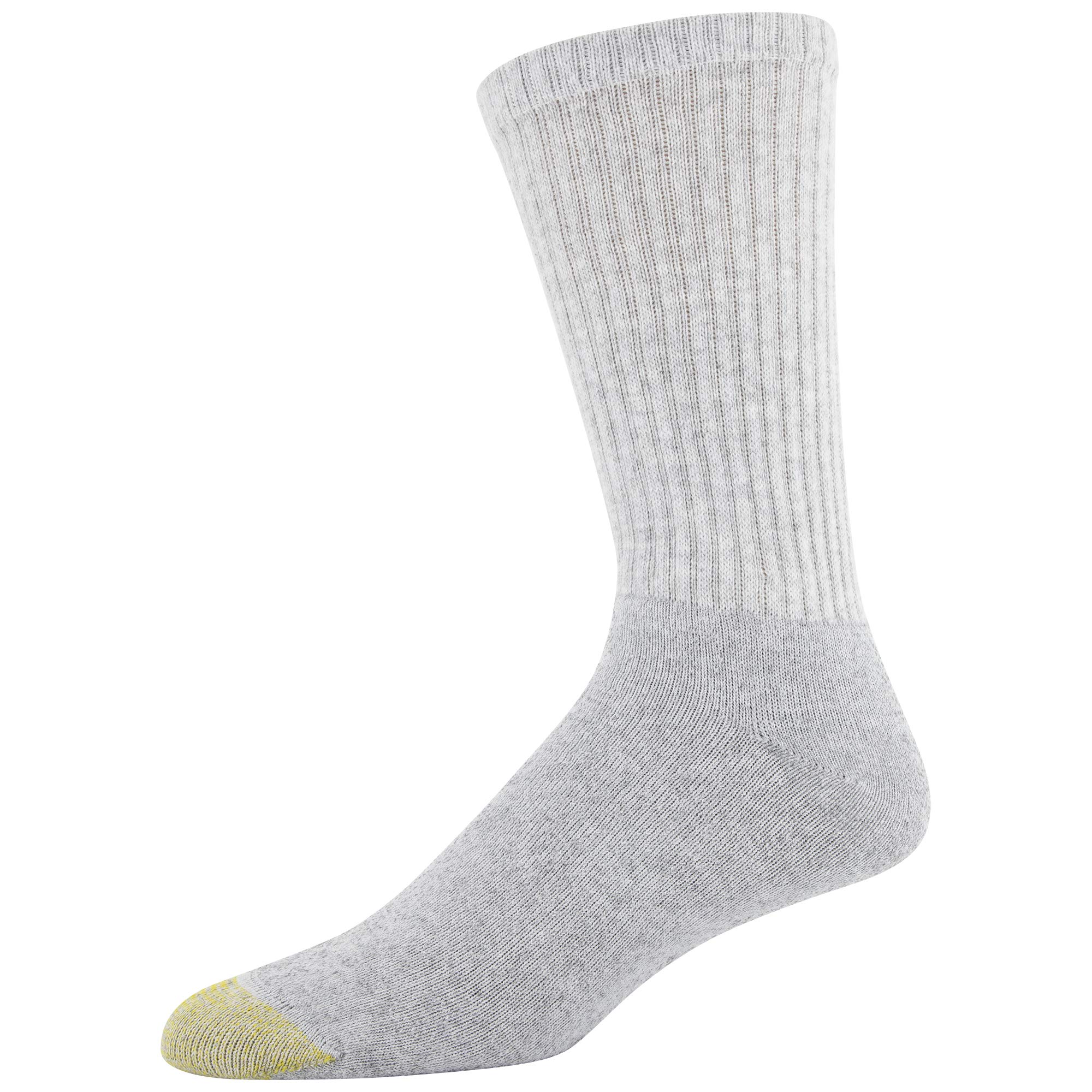 GOLDTOE Men's 656S Cotton Crew Athletic Socks, Multipairs, Grey Heather (6-Pairs), Large