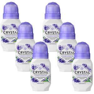 crystal mineral deodorant roll-on, lavender & white tea 2.25 oz (pack of 6)