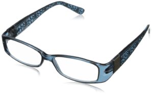 foster grant women's posh rectangular reading glasses, blue/transparent, 52 mm, 1.50