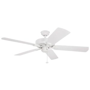 honeywell ceiling fans belmar, 52 inch traditional indoor outdoor led ceiling fan with no light, pull chain, three mounting options, etl wet rated, reversible motor - 50198-01 (white)