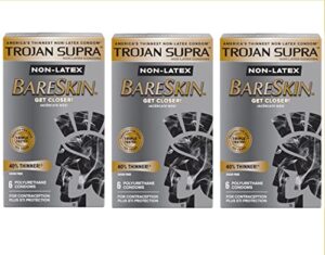 trojan supra non-latex bareskin condoms 3 packs of 6