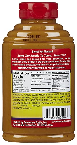 Beaver Brand Sweet Hot Mustard, 13 oz Squeezable Bottles, 2 pk