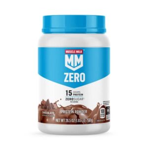 muscle milk zero, 100 calorie protein powder, chocolate, 15g protein, 1.65 pound, 25 servings