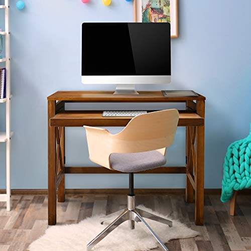 Casual Home Montego Folding Desk with Pull-Out Tray-Warm Brown