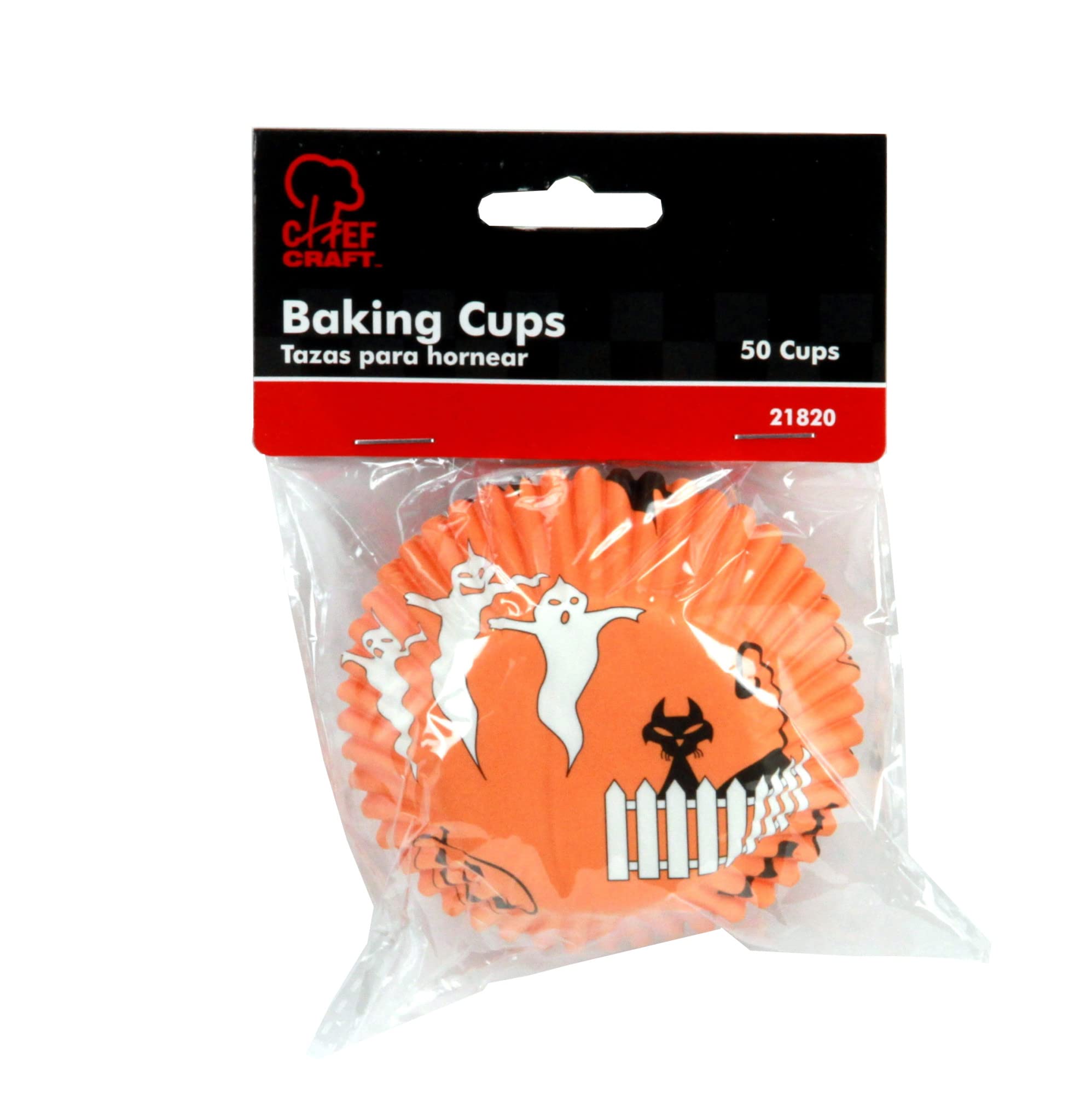 Chef Craft Paper Patterned Cupcake Liners, 50 count, Orange/Black/White