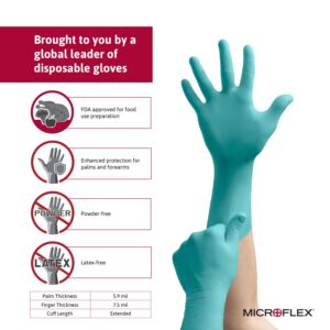 MICROFLEX N89 Disposable Medium Nitrile Gloves w/Rough Finish & Powder Free for General Use, Sample Taking - Green (Box of 50)