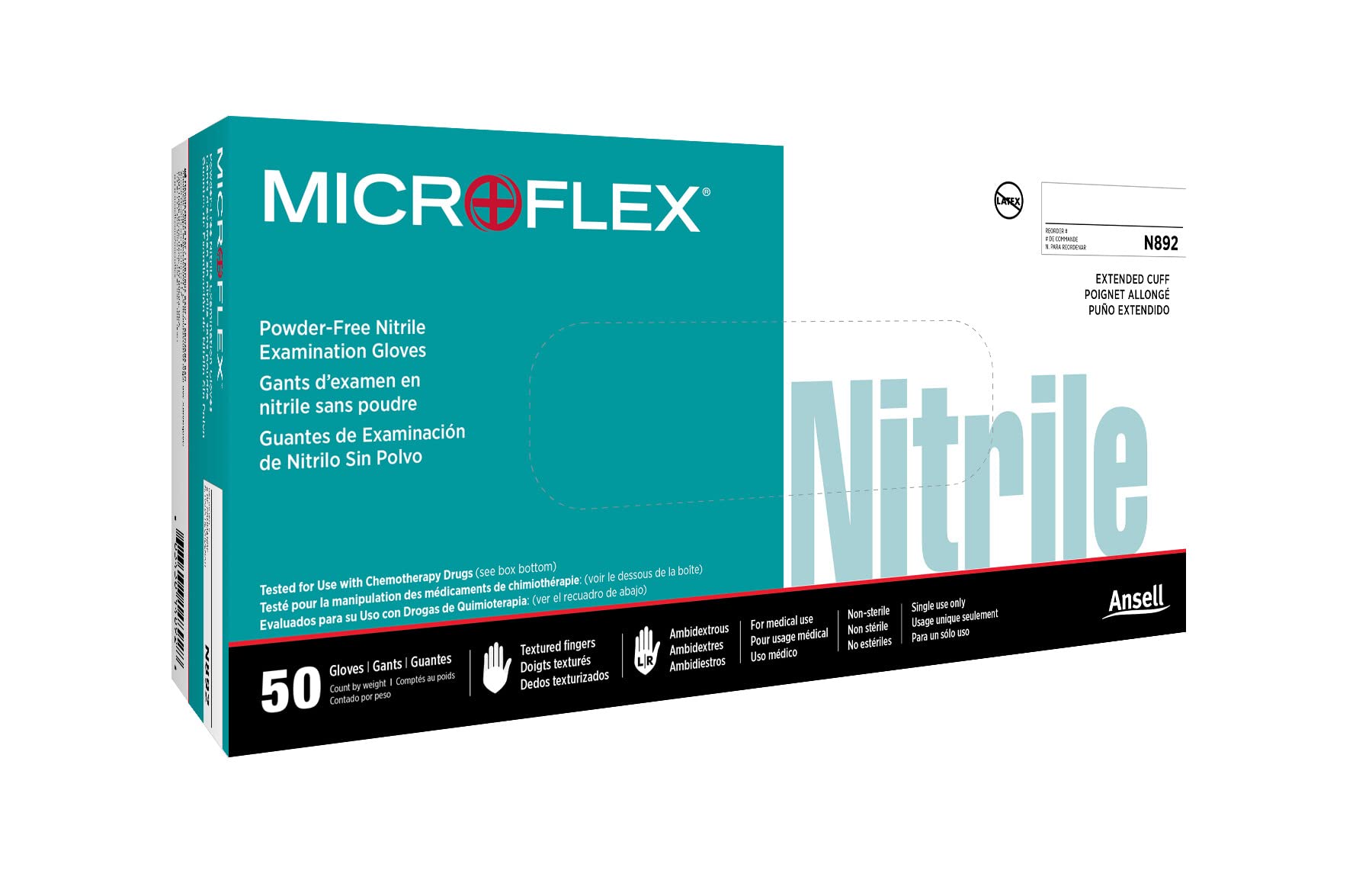 MICROFLEX N89 Disposable Medium Nitrile Gloves w/Rough Finish & Powder Free for General Use, Sample Taking - Green (Box of 50)