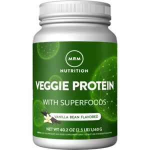 mrm - veggie protein powder, protein source for vegans, gluten-free & preservative-free, non-gmo verified - vanilla - 2.5 lbs