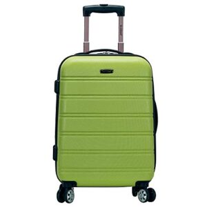 rockland melbourne hardside expandable spinner wheel luggage, lime, carry-on 20-inch