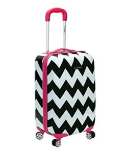 rockland safari hardside spinner wheel luggage, pink chevron, carry-on 20-inch