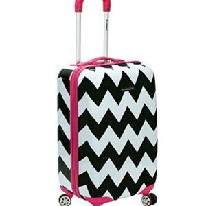 Rockland Safari Hardside Spinner Wheel Luggage, Pink Chevron, Carry-On 20-Inch