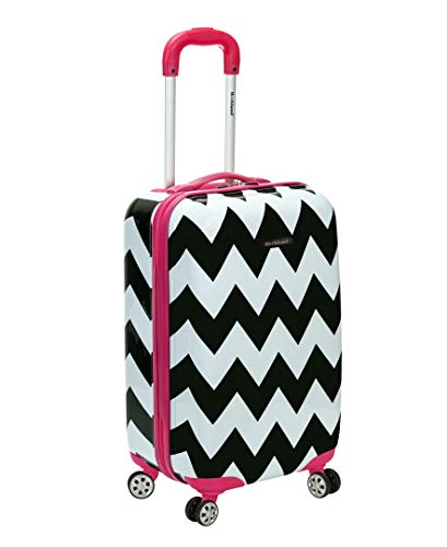 Rockland Safari Hardside Spinner Wheel Luggage, Pink Chevron, Carry-On 20-Inch