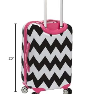 Rockland Safari Hardside Spinner Wheel Luggage, Pink Chevron, Carry-On 20-Inch