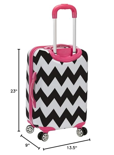 Rockland Safari Hardside Spinner Wheel Luggage, Pink Chevron, Carry-On 20-Inch