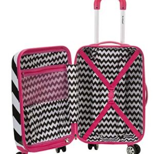 Rockland Safari Hardside Spinner Wheel Luggage, Pink Chevron, Carry-On 20-Inch