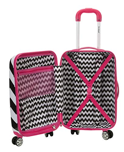 Rockland Safari Hardside Spinner Wheel Luggage, Pink Chevron, Carry-On 20-Inch