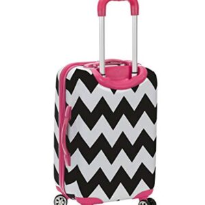 Rockland Safari Hardside Spinner Wheel Luggage, Pink Chevron, Carry-On 20-Inch