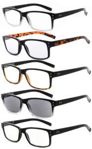 eyekepper 5 pack reading glasses for men includes reader sunglasses spring hinges classic cheater glasses +2.50