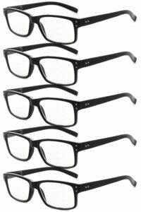 eyekepper 5 pack reading glasses for men spring hinges classic readers black frame +1.50