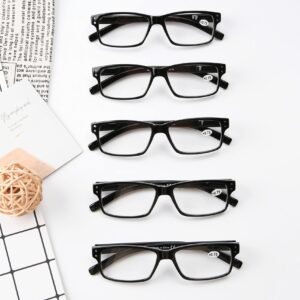 Eyekepper 5 Pack Reading Glasses for Men Spring Hinges Classic Readers Black Frame +1.50