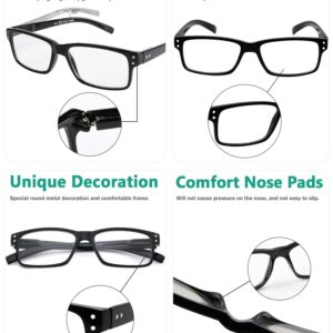 Eyekepper 5 Pack Reading Glasses for Men Spring Hinges Classic Readers Black Frame +1.50