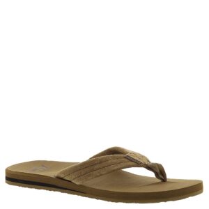 quiksilver men's carver suede 3 point flip flop athletic sandal, tan/solid, 10 m us