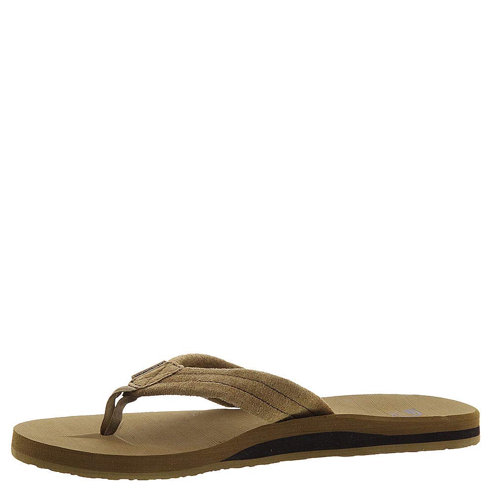 Quiksilver Men's Carver Suede 3 Point Flip Flop Athletic Sandal, Tan/Solid, 10 M US