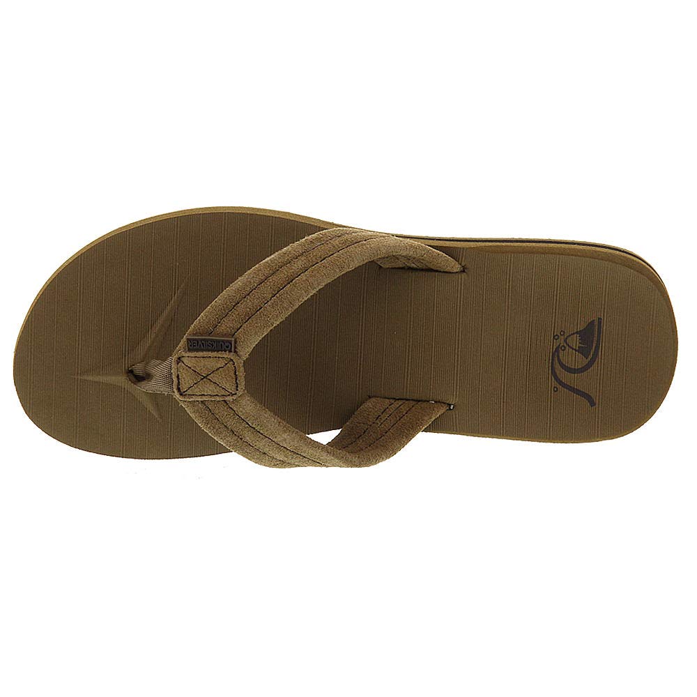 Quiksilver Men's Carver Suede 3 Point Flip Flop Athletic Sandal, Tan/Solid, 10 M US