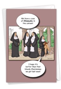 nobleworks - 1 funny happy birthday card - cartoon humor for b-day, stationery for men and women - convent 4437