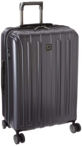 delsey paris titanium hardside expandable luggage with spinner wheels, graphite, checked-medium 25 inch