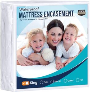 utopia bedding zippered mattress encasement king - 100% waterproof and bed bug proof mattress protector - absorbent, six-sided mattress cover