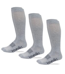 wrangler men's western boot socks (pack of 3),grey,sock size:x-large(12-15)/shoe size: 12-16