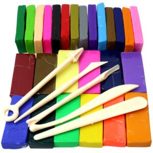 h&s polymer clay modeling kit - 26 colors with 5 sculpting tools - molding and oven bake clay for kids and adults - baking clay for adults - polymer clay for kids - polymer clay color set