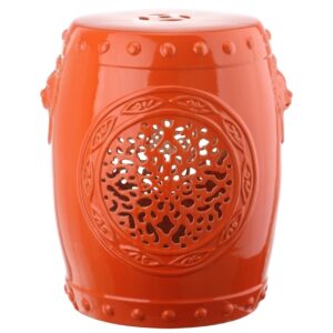 safavieh flower drum ceramic decorative garden stool, orange