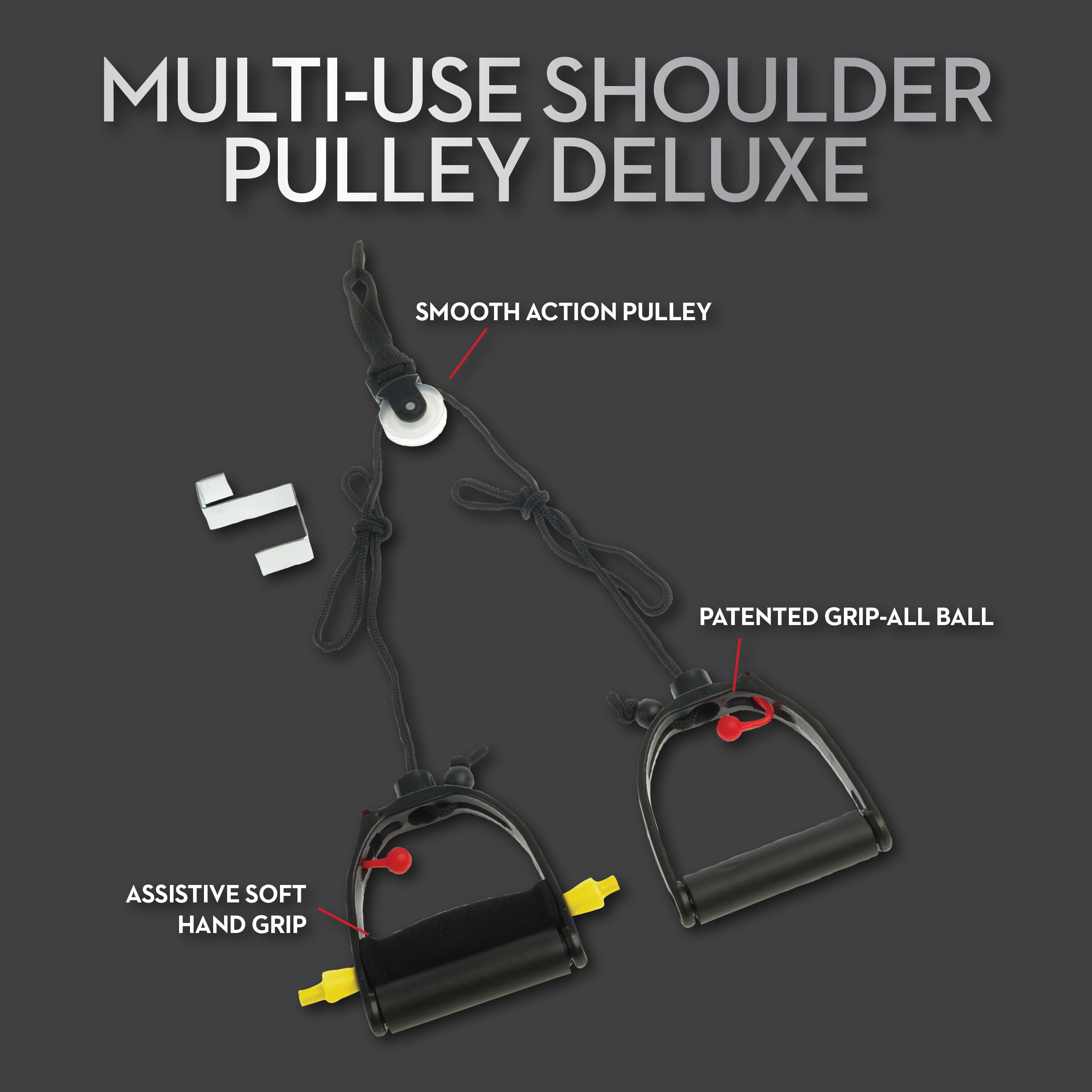 Lifeline Multi-Use Shoulder Pulley, Black, Deluxe, With Metal Bracket Door Attachment