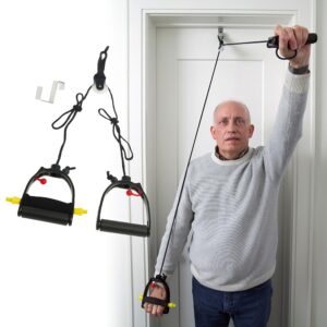 Lifeline Multi-Use Shoulder Pulley, Black, Deluxe, With Metal Bracket Door Attachment