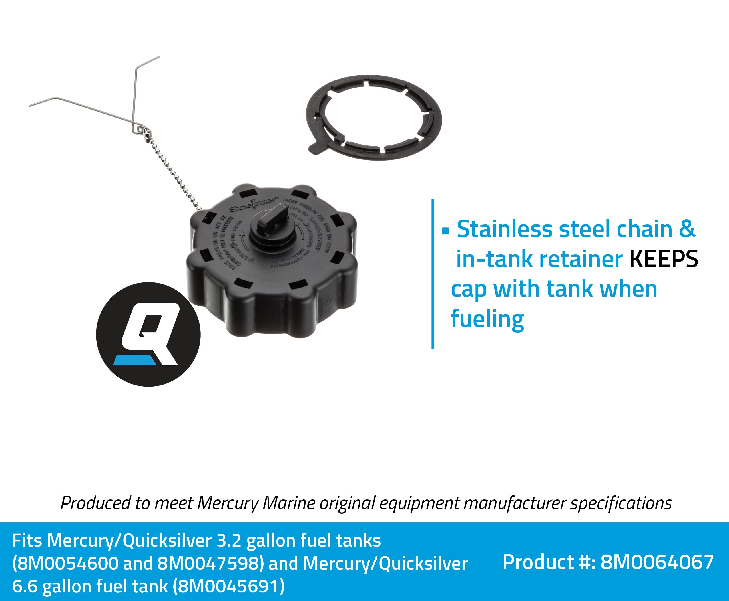 Quicksilver 8M0064067 Fuel Tank Replacement Diurnal Cap with in-Tank Retainer