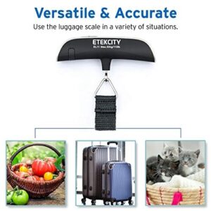 Etekcity Luggage Scale, Travel Essentials, Digital Suitcase Weight Scales for Travel Accessories, Hanging Baggage Scale with hook, 110 Pounds, Battery Included, Silver