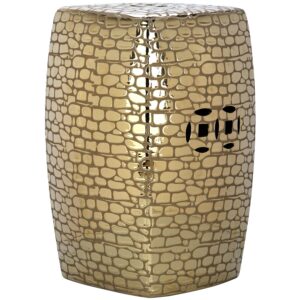 safavieh jasmine glazed ceramic decorative garden stool, gold