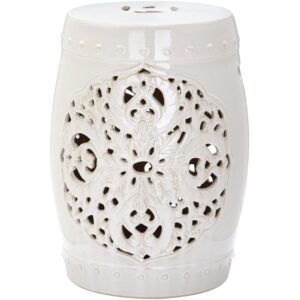 safavieh flora glazed ceramic decorative garden stool, cream