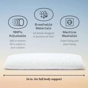 Coop Home Goods The Original Body Pillow, Adjustable Body Pillows for Adults, 20x 54 Long Pillow for Bed, Back, Shoulder, Hip & Knee Side Sleeper Pillows for Adults with Memory Foam & Washable Cover